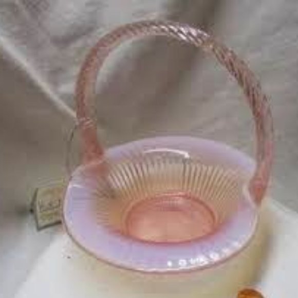 Fenton | Art | Vintage Fenton Art Glass Opalescent Ribbed Basket ...